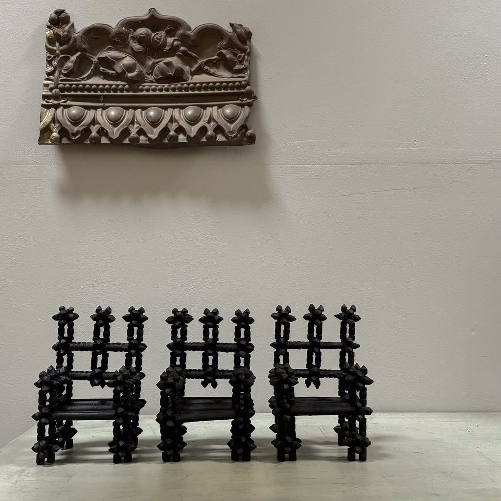 A Trio of Late 19th Century Tramp Art Miniature Chairs – Rebecca ...
